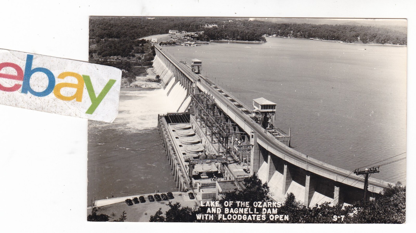 c1940 RPPC LAKE OF THE OZARKS BAGNELL DAM SPILLWAY LAKESIDE MISSOURI ...
