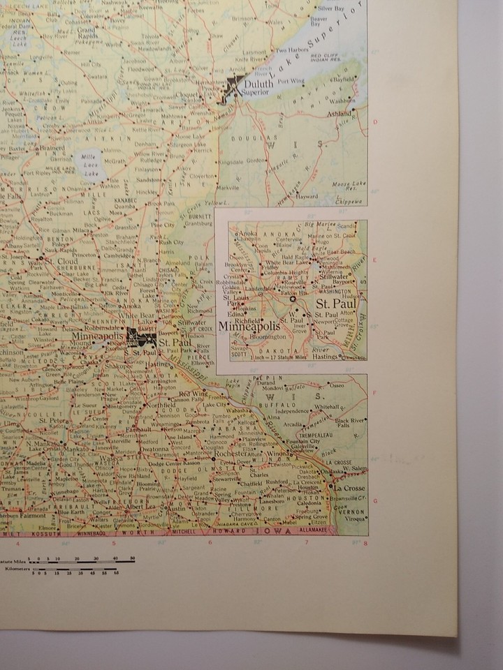 Vintage MINNESOTA Atlas Map Print 1964 Encyclopedia Britannica World ...