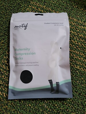 MOTIF Medical Maternity Compression Socks Sz Medium 20-30 mmHg White ...
