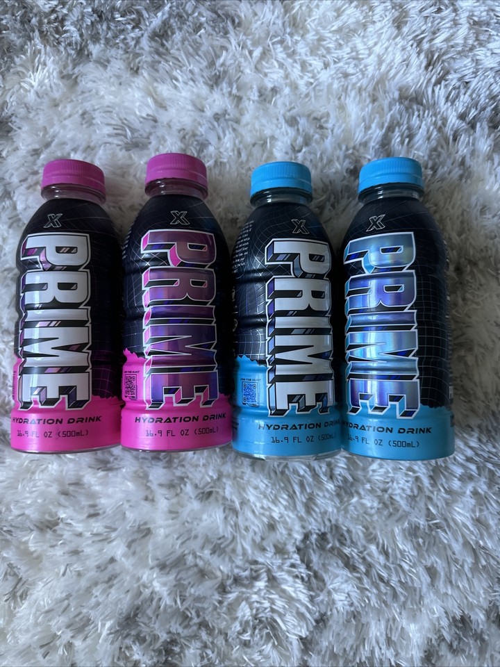 🔥4-Pack New Unopened Limited Edition PRIME X HOLO Hydration Blue & Pink ...