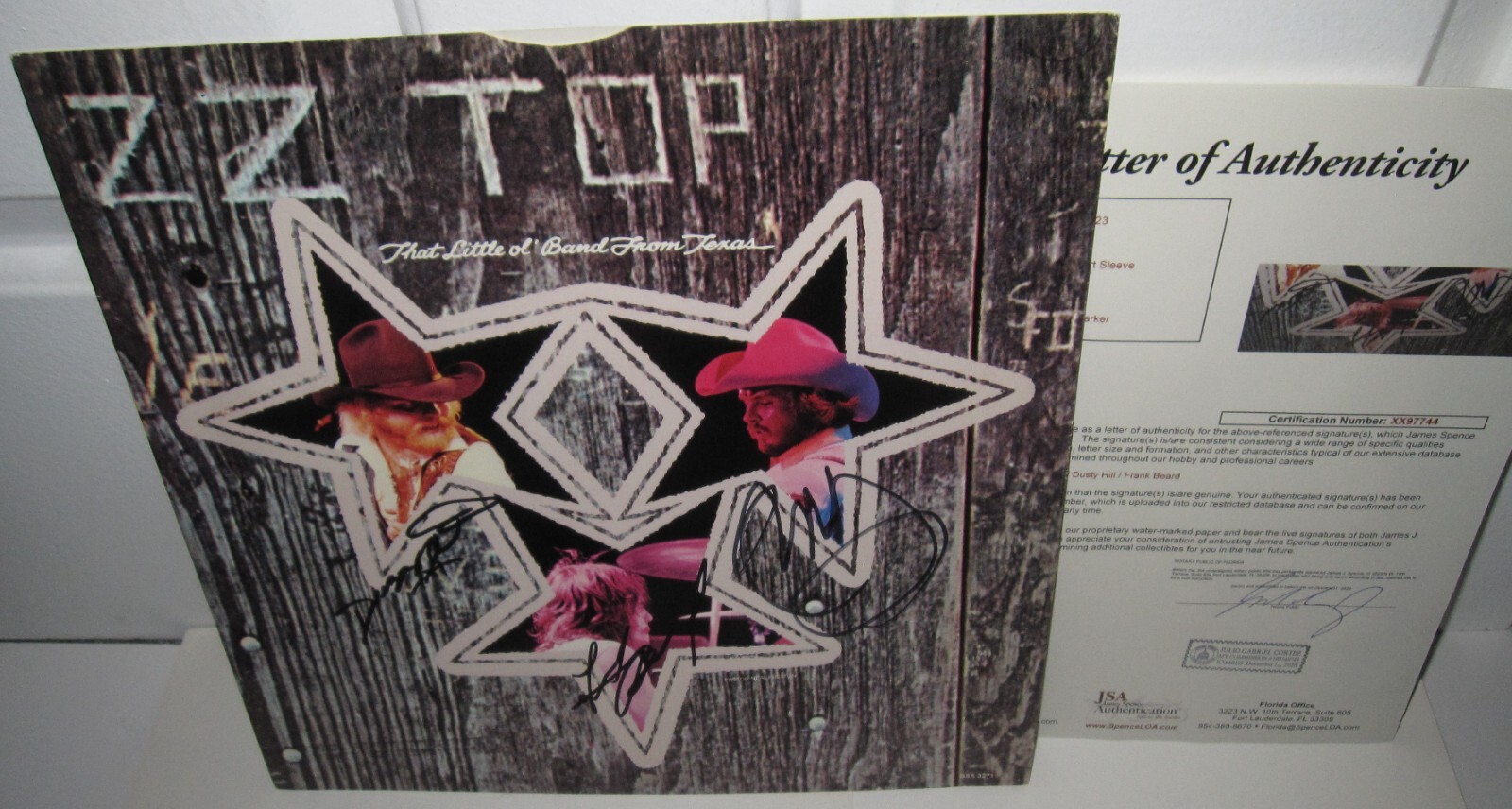 ZZ TOP SIGNED FANDANGO ALBUM BILLY GIBBONS DUSTY HILL AUTOGRAPH JSA LOA ...