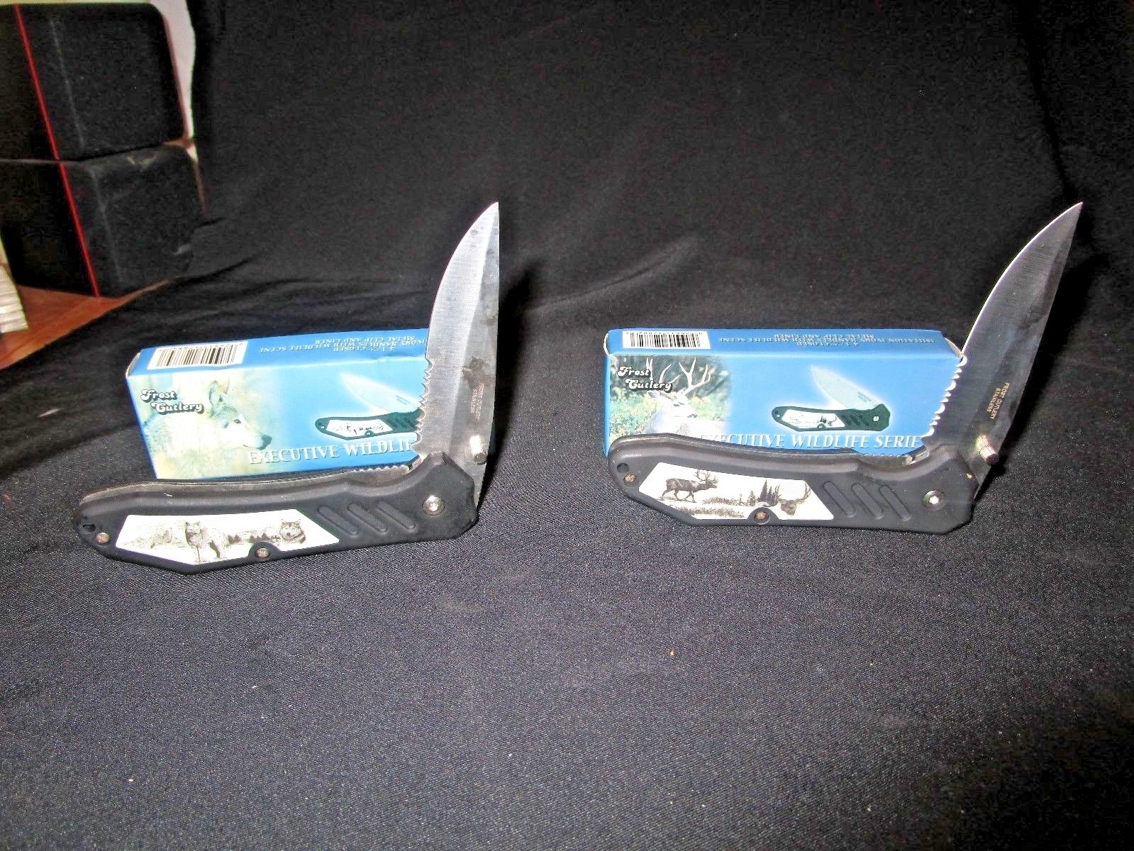 Lot Of 2 Frost Cutlery Executive Wildlife Series Deer & Wolf Pocket ...