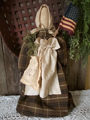 Primitive Country Farmhouse Handcrafted Patriotic Prairie Doll W/ Sweet ...