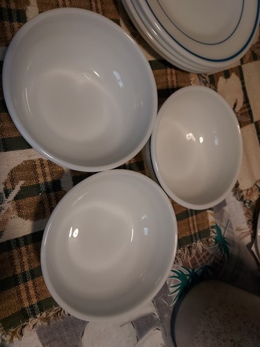 Vintage Pyrex White Glass With Blue Band Cereal Soup BOWL #705 Corning Tableware | eBay
