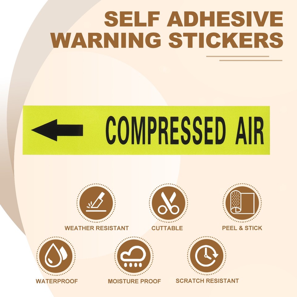 30Pcs Compressed Air Sticker Pipe Flow Arrow Marker Left-Pointing Black ...