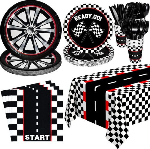 Race Car Party Plates and Napkins 176 Pieces Racing Track Party ...