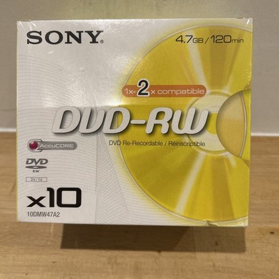 SONY DVD-RW 4.7GB/120 Min DVD x 10 DVD Re-Recordable (Brand New And ...