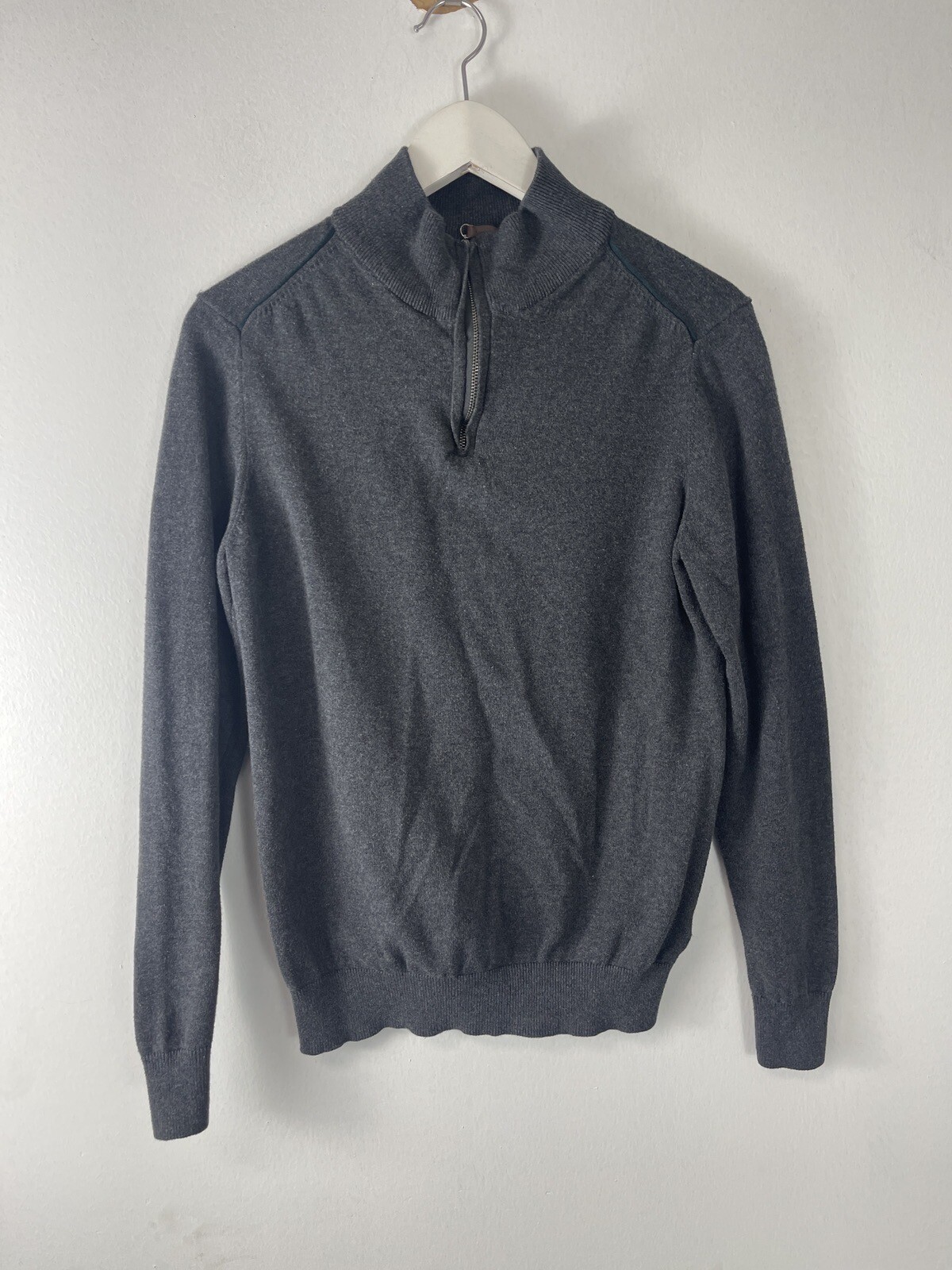 Grayson Dunn Sweater Mens Small Gray Quarter Zip Pullover Knit Shirt ...