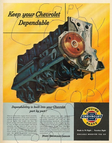 Dealer Poster Advertising the Chevy Stovebolt Six Cylinder Engine | eBay