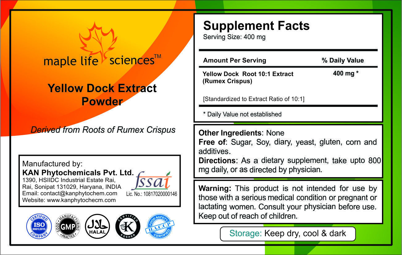 Yellow Dock Root Extract 10:1 Powder Rumex Crispus Pure & High Quality ...