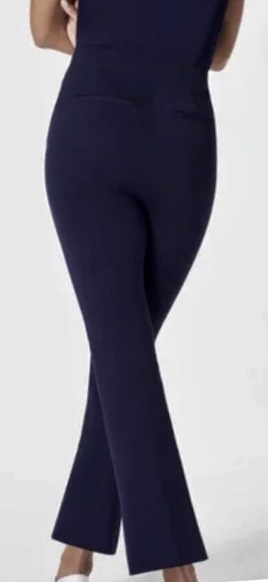 SPANX On The Go Polished Kick Flare Navy Blue Tummy Shaping Ankle Pants ...