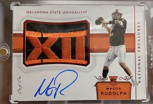 2018 Mason Rudolph Rookie National Treasures Big 12 Patch Auto card 1/1 ...