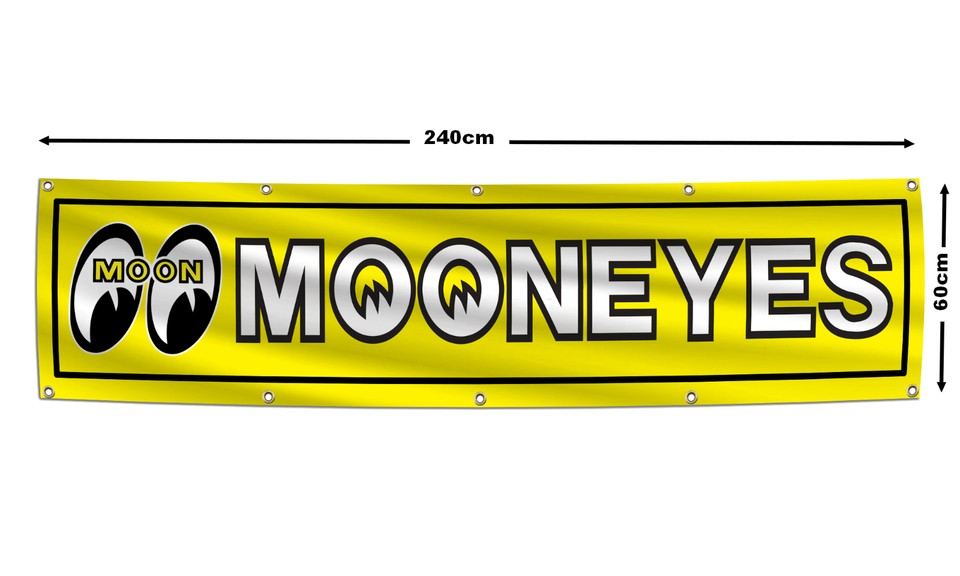 Mooneyes Banner Flag 2x8ft Hot Rod Accessories Car Garage Man Cave ...