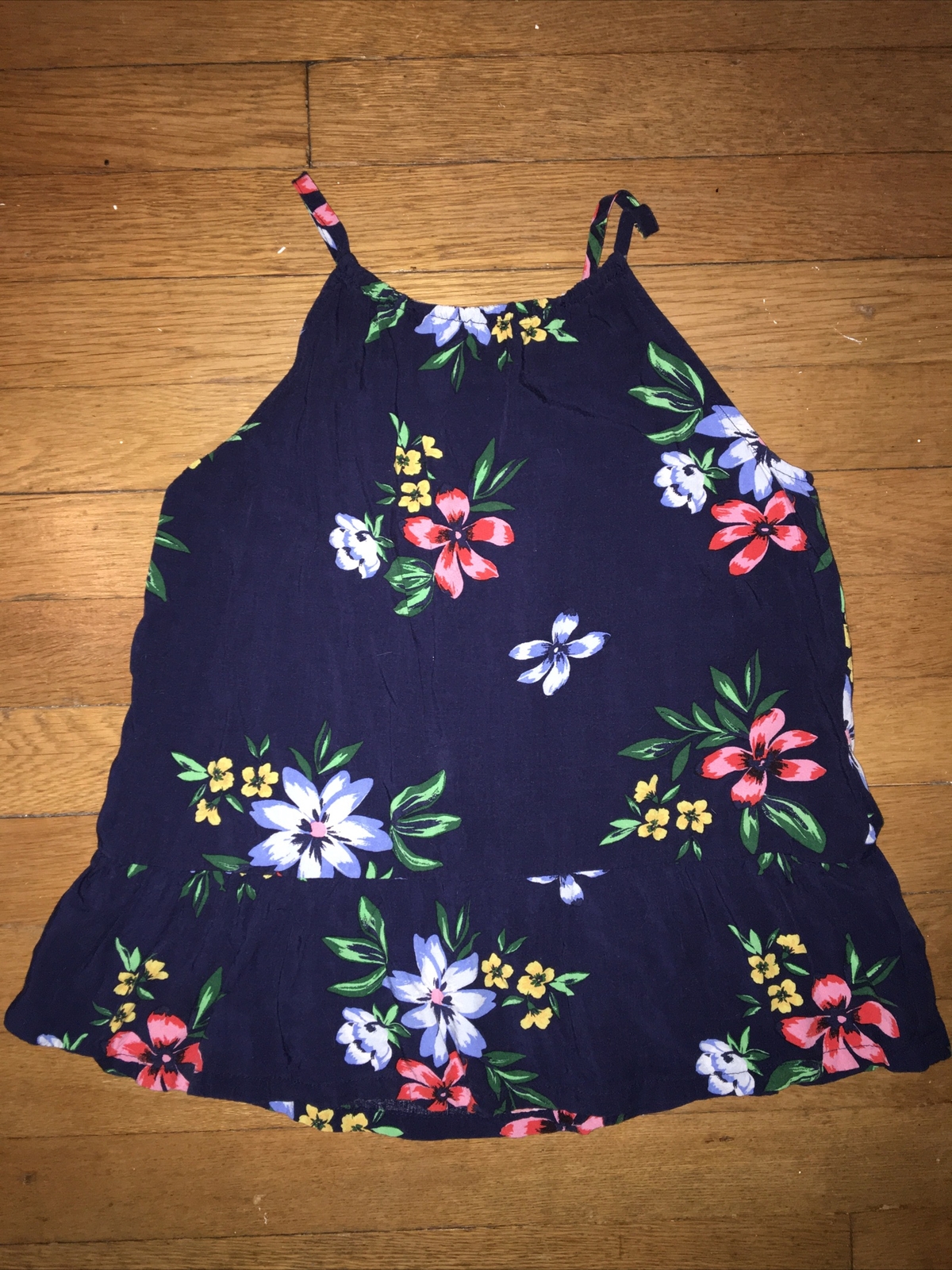 * old navy blue floral ruffle tank top shirt XL extra large 14 girl | eBay