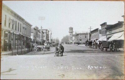 Dewitt, IA 1915 AZO Realphoto Postcard: Main Street / Downtown - Iowa ...