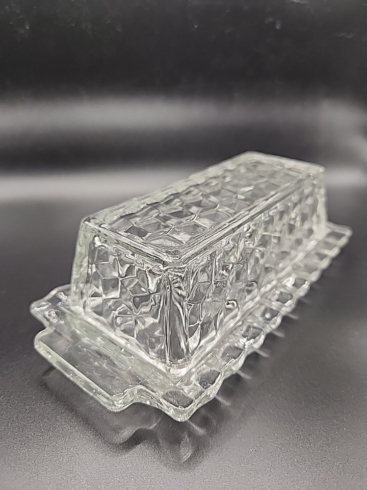 Indiana Glass Whitehall Colony Cubist Clear Glass Covered Butter Dish ...