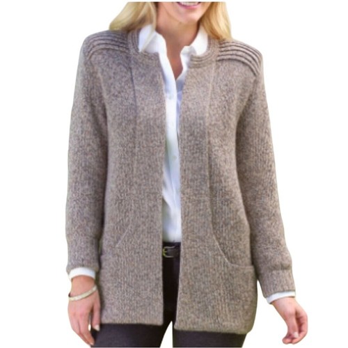 Simply Natural Linda Ebel Tan Peruvian Alpaca Open Front Cardigan ...