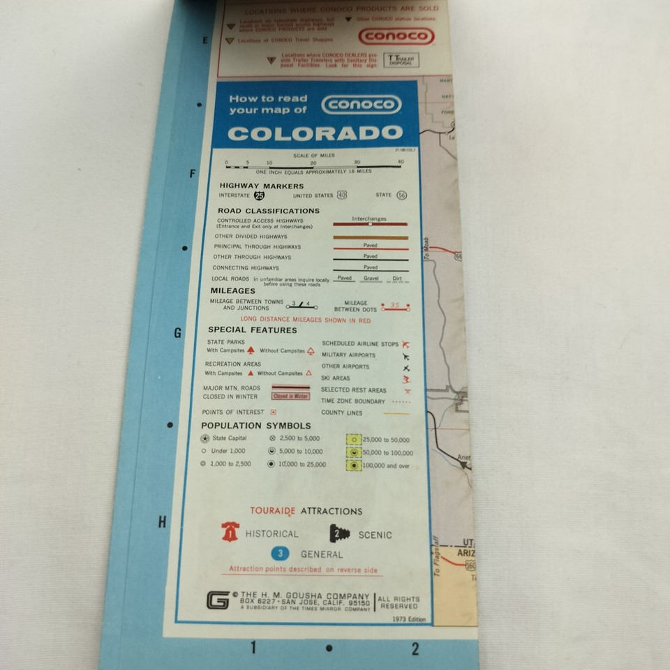 Colorado Touraide Road Map Vintage Travel Conoco 70s Train Image 1973 ...