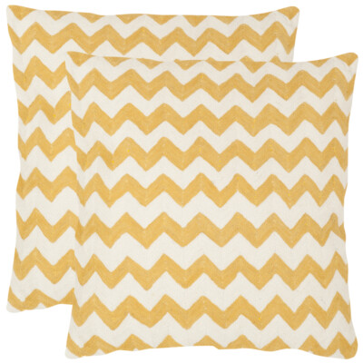 SAFAVIEH Striped Tealea Pillow Set of 2 | Mustard | | eBay