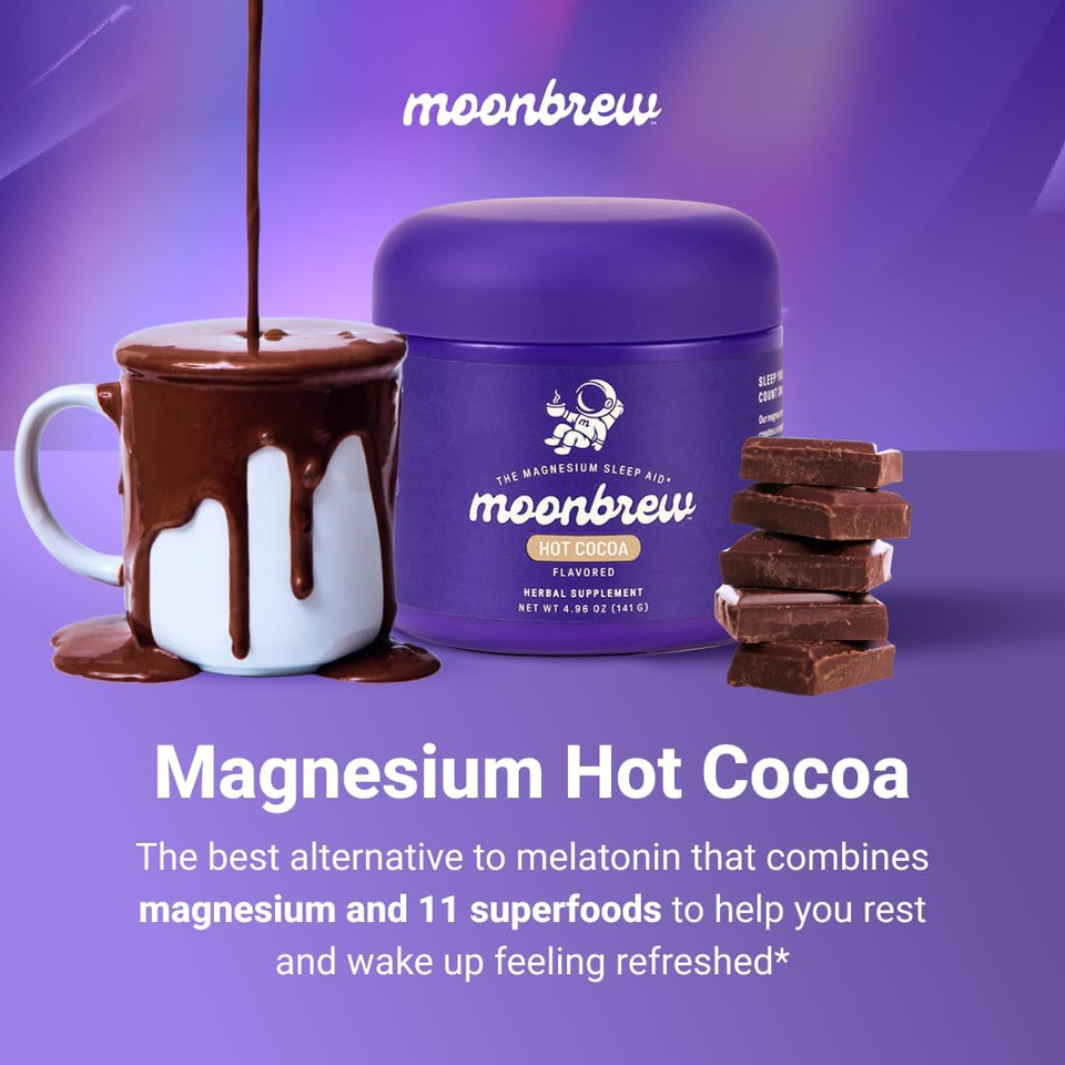 Moonbrew Nighttime Magnesium Hot Cocoa Jar, Natural Sleep Aid Drink Mix ...