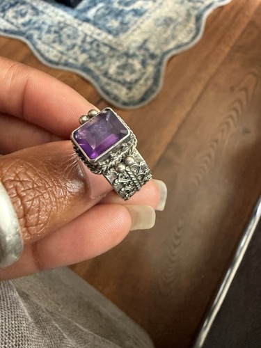 Designer Signed Ann Curley Ethnic Style Sterling Silver Amethyst Ring ...