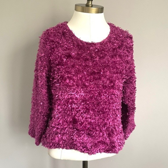 Vintage Y2K Magenta Purple Eyelash Textured Pullover Sweater - Medium ...