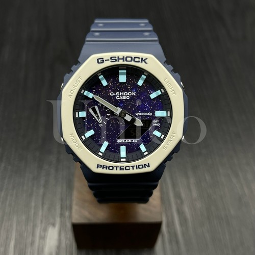 Custom Made Watch GA2110ET-2A Casioak Sky Night Dial Ice Blue Scale ...