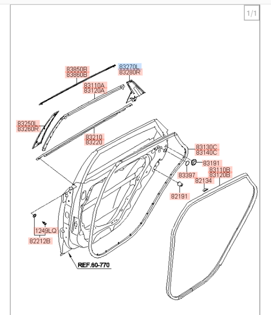 GARNISH ASSY-RR DR RR FRAME LH for HYUNDAI / KIA 832703Z300 Ship from S ...