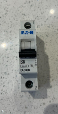 EATON 6 AMP CURVE B 6kA MCB CIRCUIT BREAKER EAD06B, 230/400V, BS60898 ...