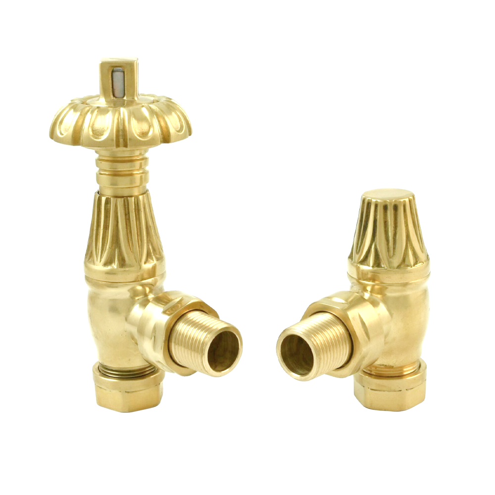 Traditional Westminster Thermostatic TRV Angled Radiator Rad Valves 1/2 ...