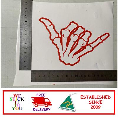 SHAKA SKELETON ROCK ON BUMPER STICKER,VINYL DECAL,WINDOW, LAPTOP. BIKE ...