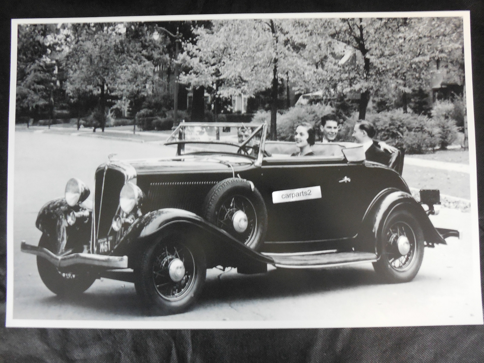 12 By 18" Black & White Picture - 1933 Rockne "10" Convertible with ...