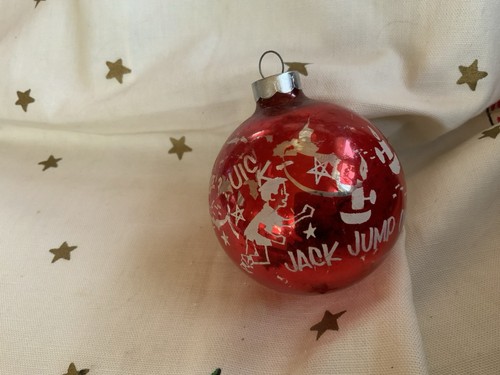 Vintage Stencil Jack Jump Over Candlestick Red 3" Shiny Brite Christmas ...