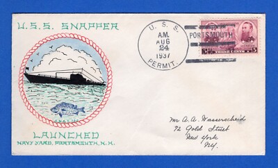USS Snapper SS-185 Launched Aug 24, 1937 - Hand Drawn Gow Ng USS Permit ...