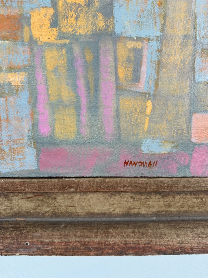 Murray Hantman ca. 1950's Abstract Expressionist oil painting mid ...