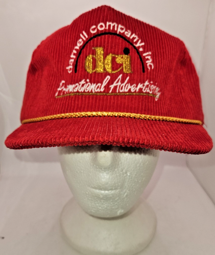 Vintage Red Corduroy Hat Cap DCI Darnell Co INc advertising promotional ...