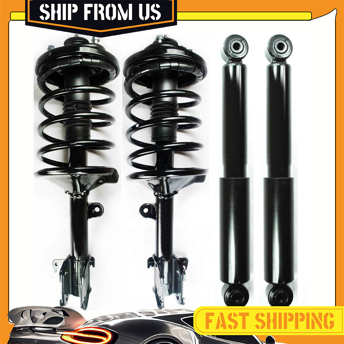 For 2006-2008 Honda Pilot 2WD FCS Loaded FRONT Struts & REAR Shocks 2x4 ...
