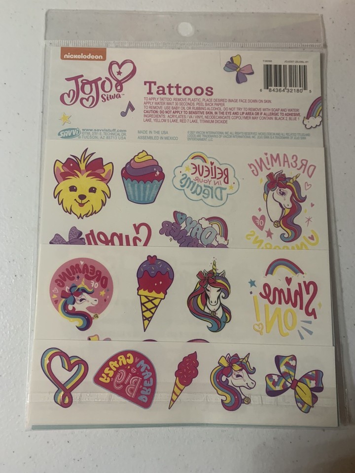 JoJo Siwa Removable Temporary Tattoos 25 Count Colorful Live Your Dream ...