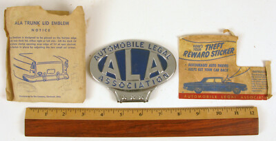 VINTAGE AUTOMOBILE LEGAL ASSOCIATION LICENSE PLATE TOPPER BADGE ALA WOW ...