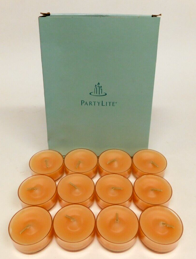 NOS Retired PartyLite Box of 12 Ginger Pumpkin Scented Tealight Candles ...