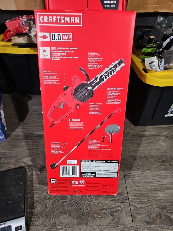 Craftsman 2 In 1 POLESAW + Handheld 10in CHAINSAW 14ft Extend Reach ...