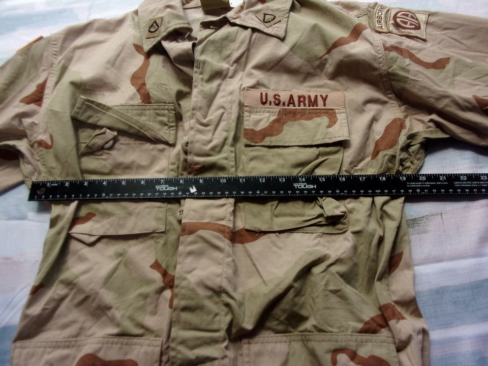 USGI 3 COLOR DCU COMBAT UNIFORM COAT WITH PATCHES DESERT CAMOUFLAGE ...