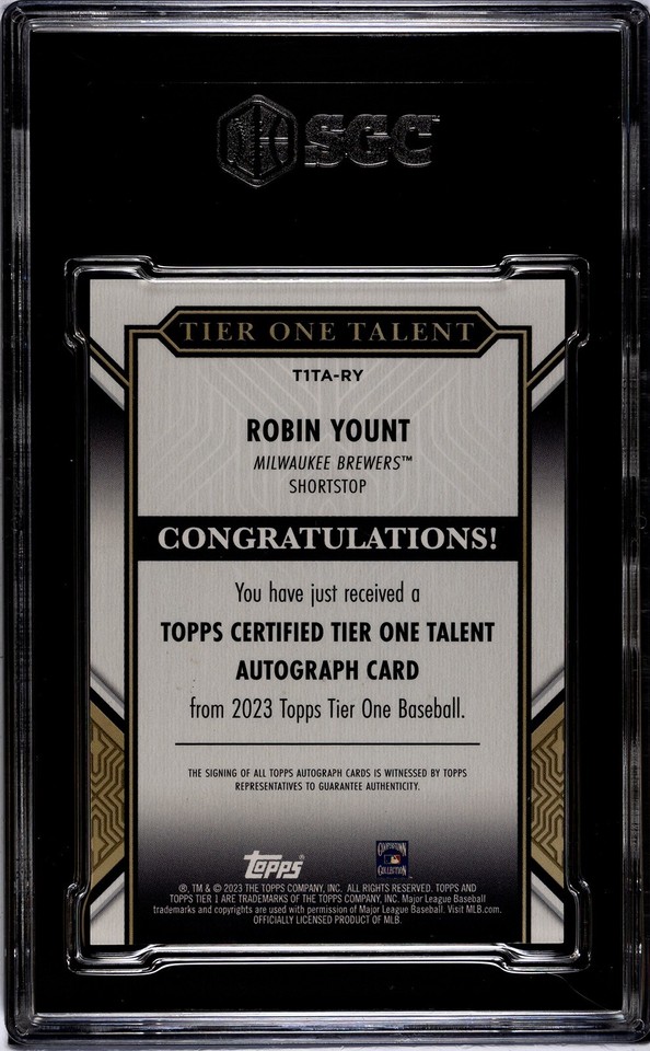 2023 Topps Tier One Talent Autographs Bronze Ink #T1TARY Robin Yount ...