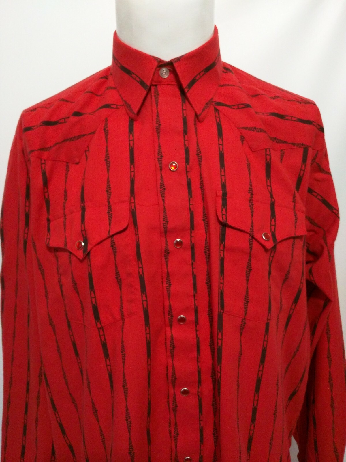 Panhandle Slim Red Black Striped Patterns Long Sleeve… - Gem