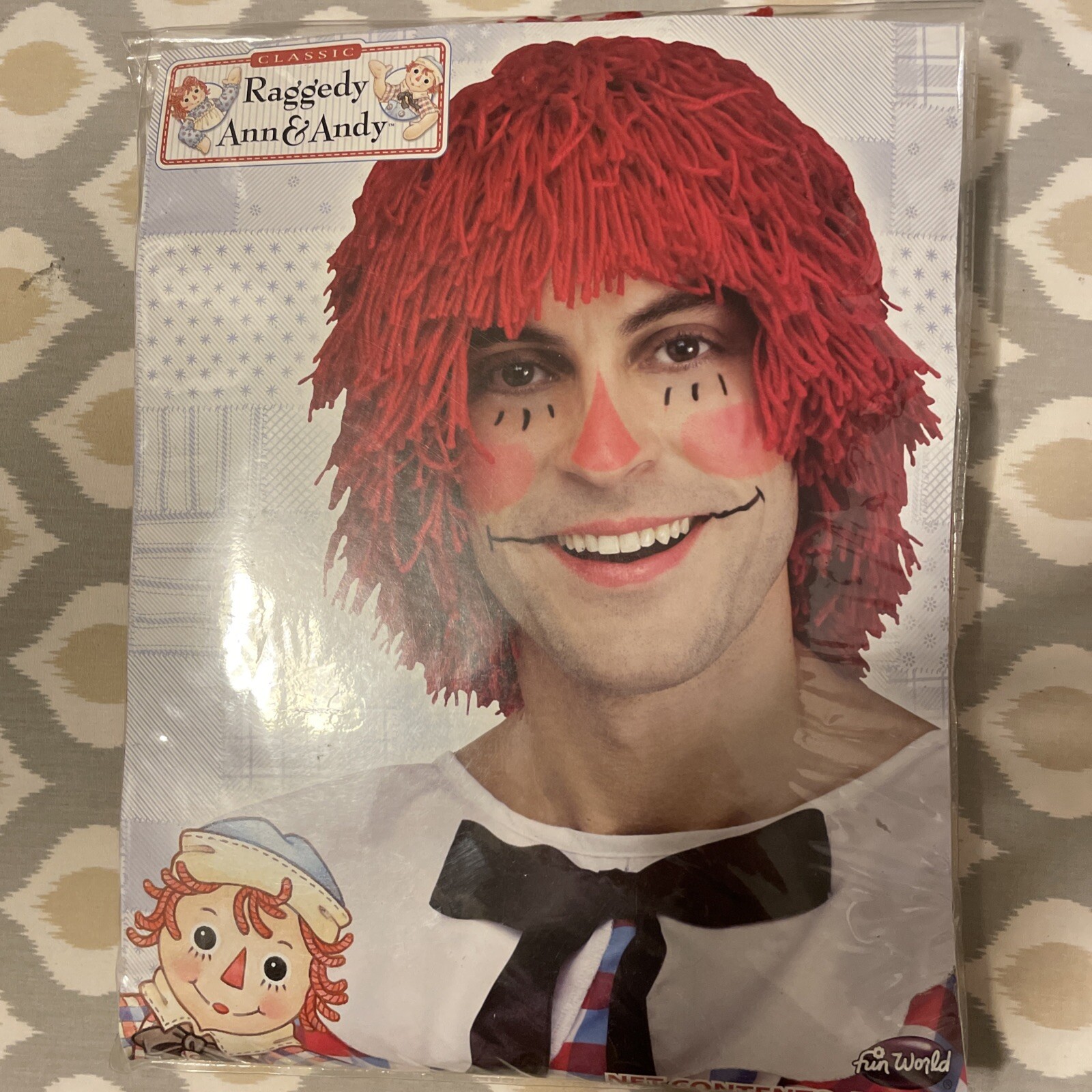 ADULT RAGGEDY ANDY RAG BOY MOP RED LACEY WIG COSTUME DRESS ACCESSORY | eBay