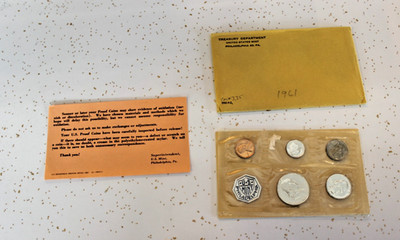 1961 US Mint Proof Set, Intact Flap - Not Cut Open, No Stickers Writing ...