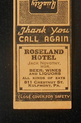 1930s Roseland Hotel Beer Wines Liquors Eats Jack Novotny Chestnut ...