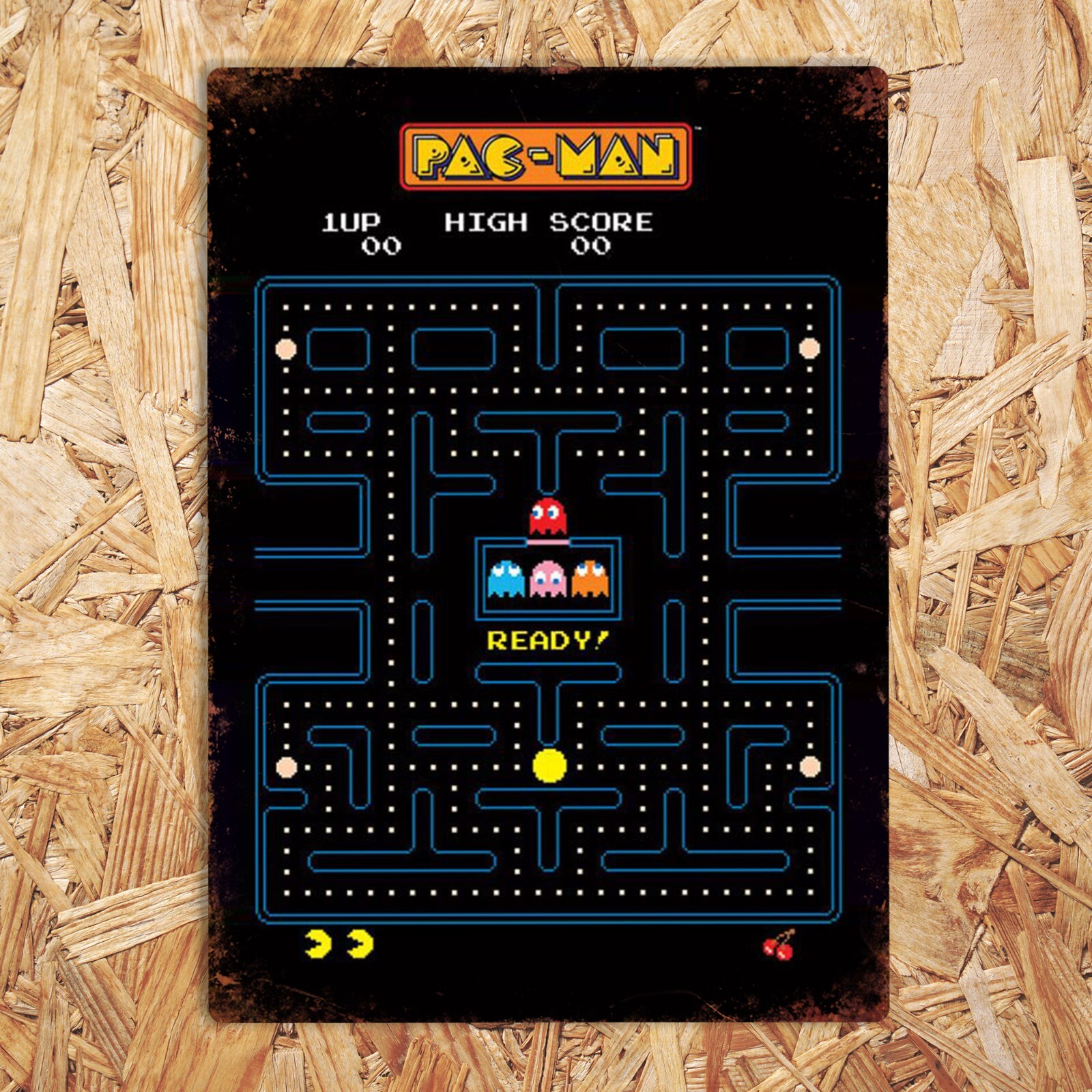PAC MAN LABYRINTH Metal Wall Sign Retro Gaming Plaque Arcade PacMan Man ...