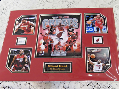 MIAMI HEAT BASKETBALL ALL TIME GREATS 16" x 20" MATTED FRAMEABLE ...