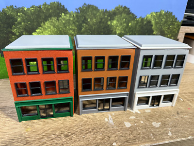 HO Scale Storefront Buildings - Built Up -Full color -Set of 3 Complete ...